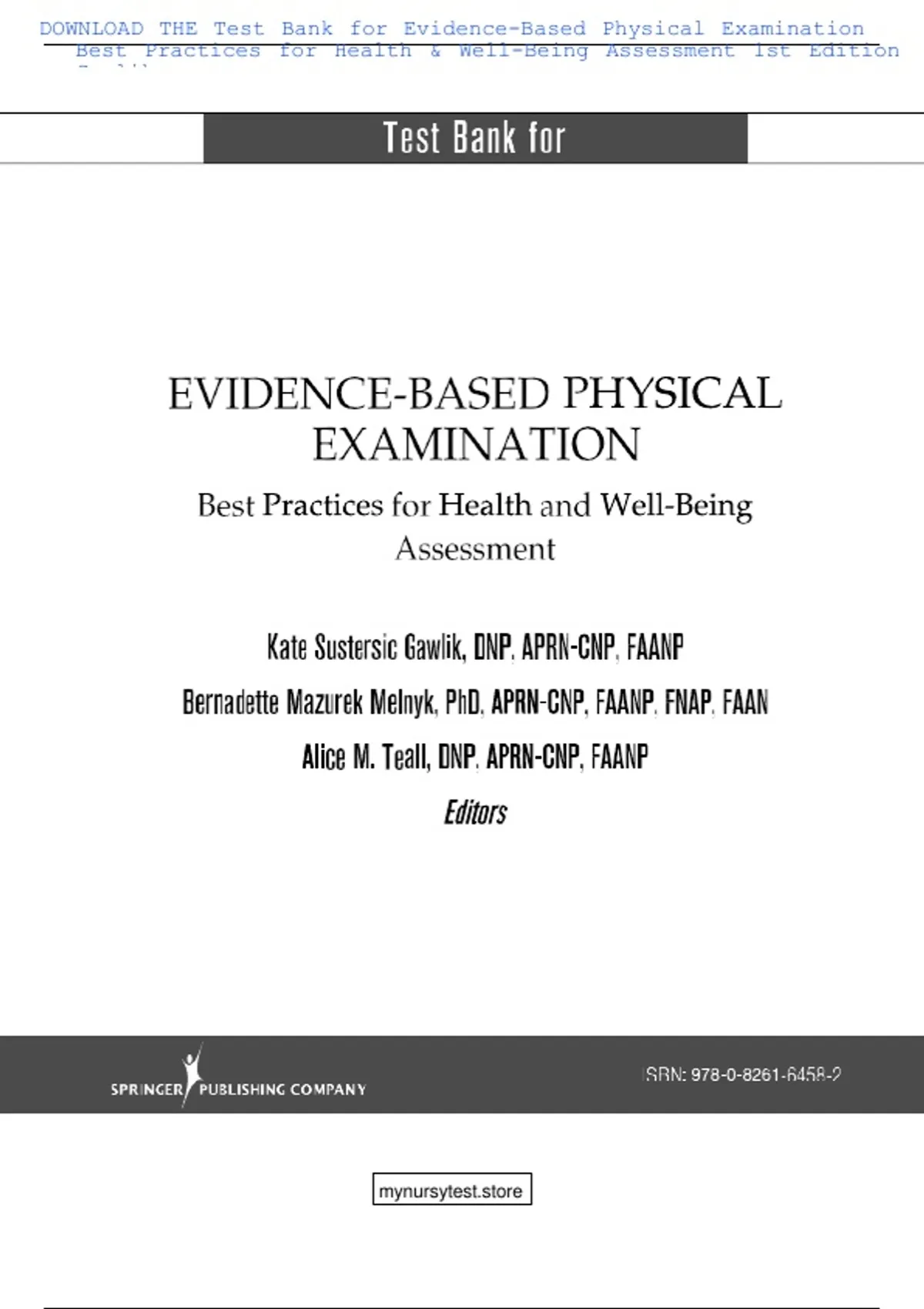 Test bank for evidence based physical examination best practices for ...