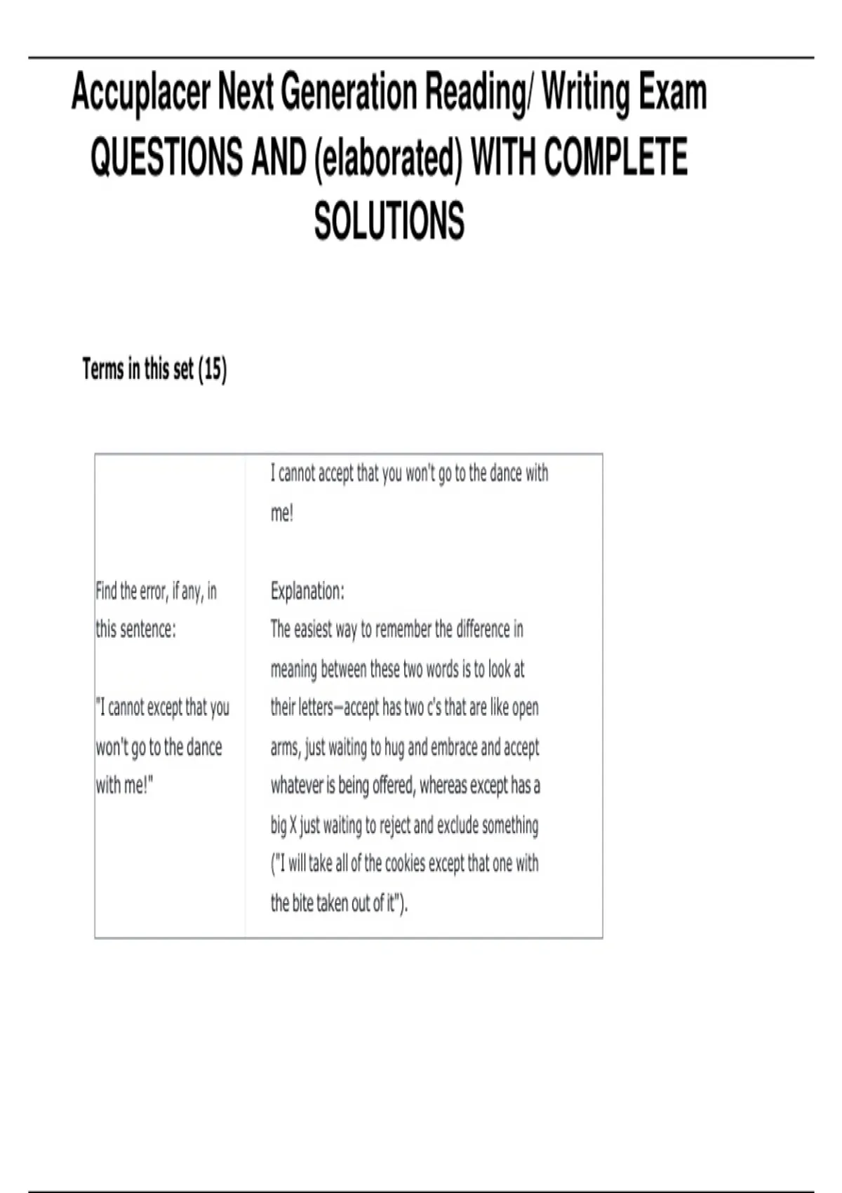 Accuplacer Next Generation Reading & Writing Exam – Practice Questions ...