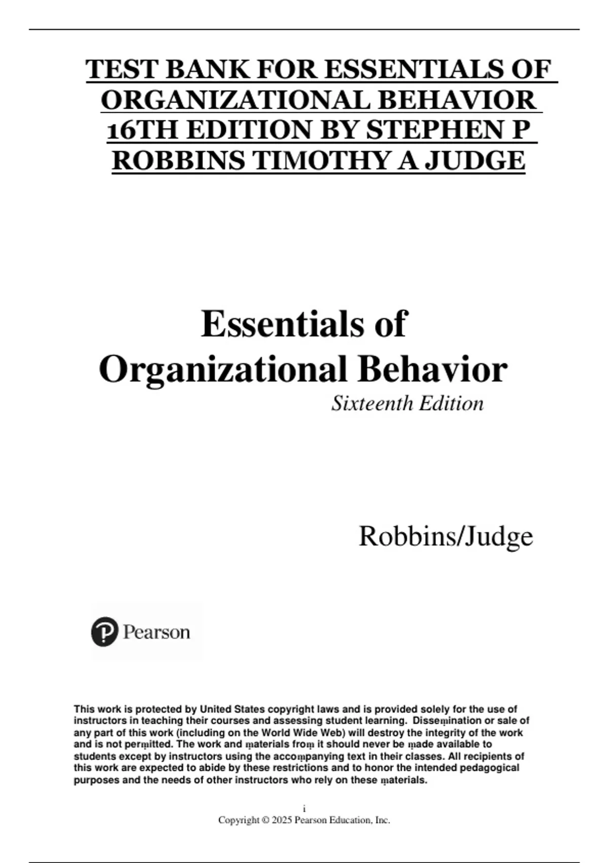 Essentials of Organizational Behavior, 16th Edition – Stephen P ...