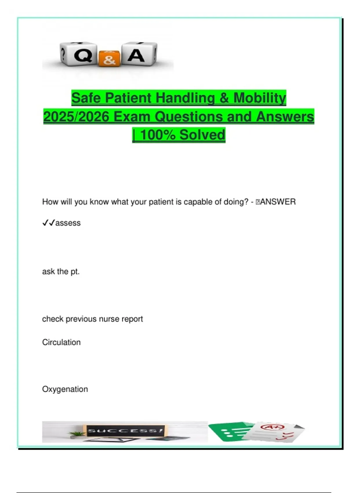 Safe Patient Handling – 100+ Verified Q&A – Ambulation, Fall Prevention ...