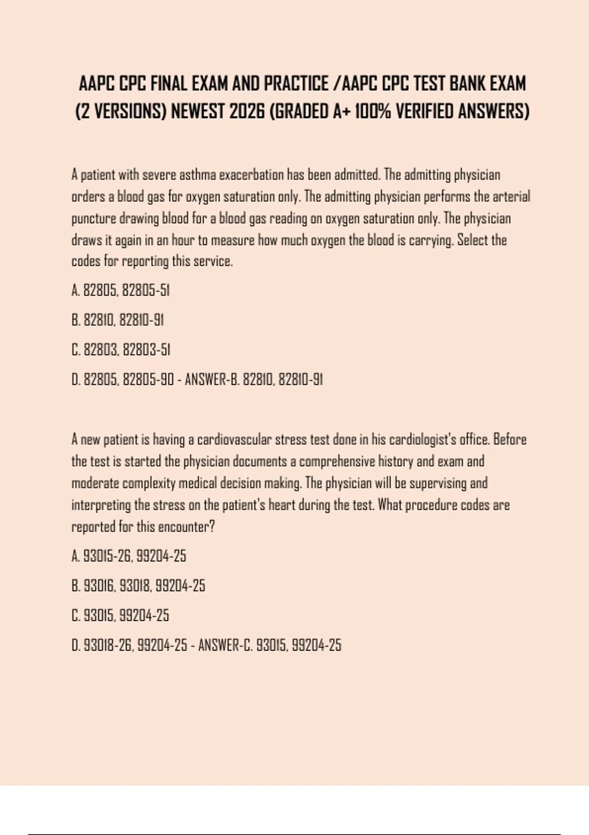 AAPC CPC Final Exam & Practice Test Bank 2026 (2 Versions) | Updated ...