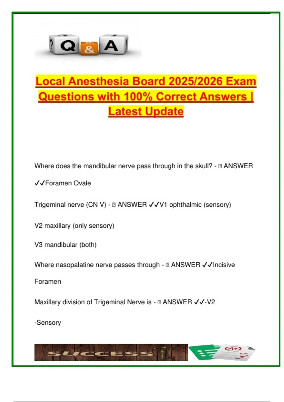 Local Anesthesia Board Exam 2025/2026 – 100+ Verified Questions ...