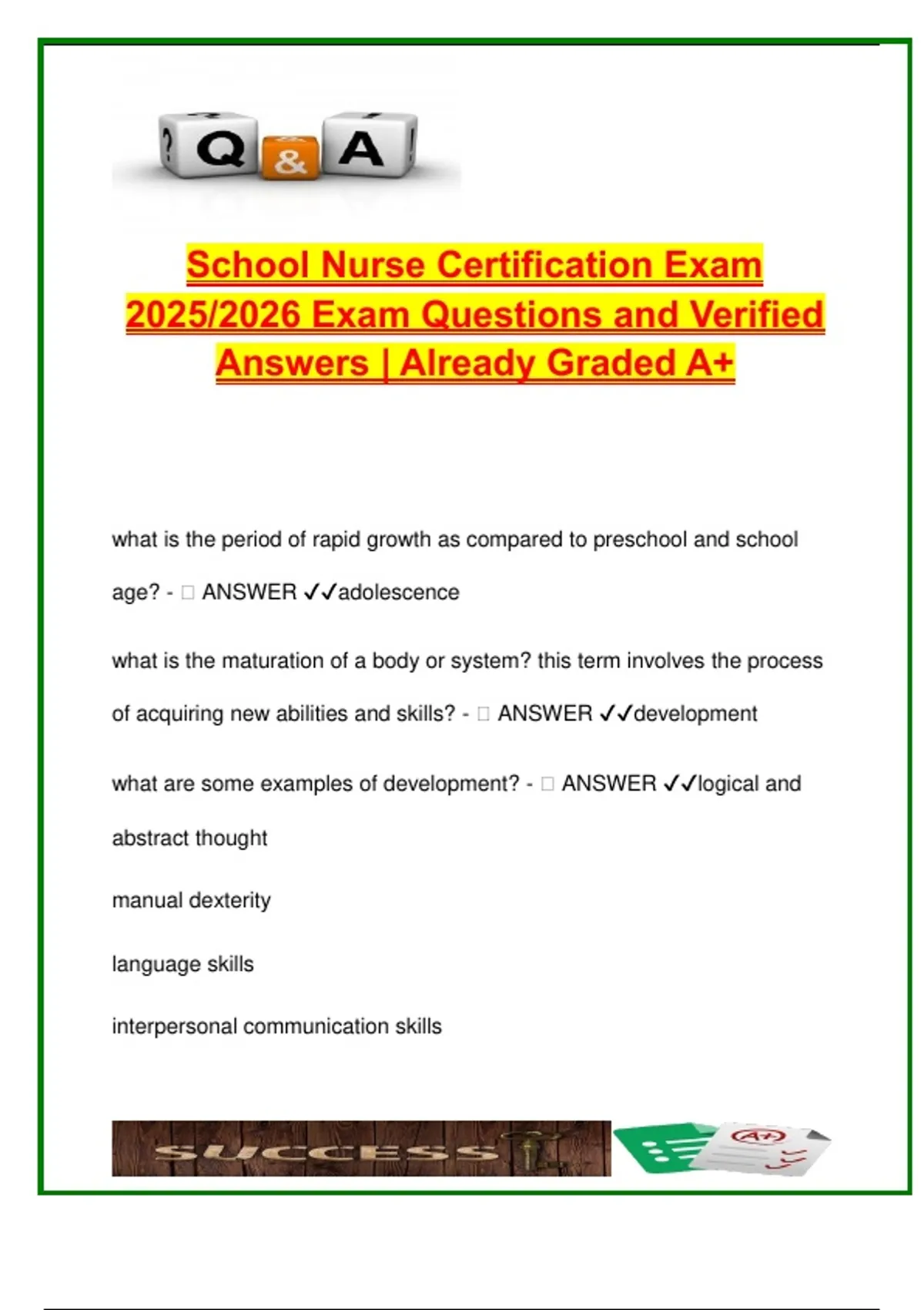 School Nurse Certification | 2025/2026 Exam Guide | 100+ Q&A ...