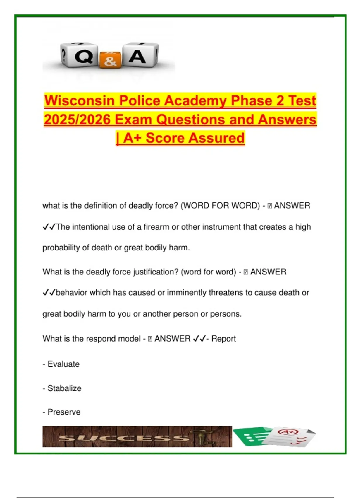 Wisconsin Police Academy Phase 2 | 2025/2026 Exam Q&A | 100+ Questions ...