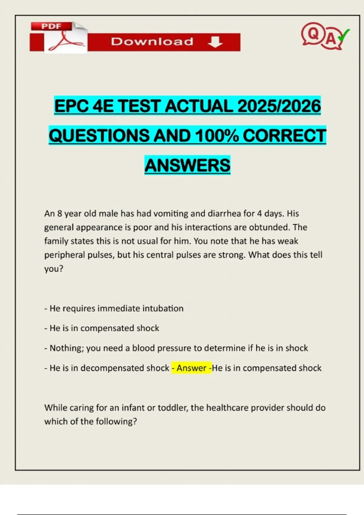 EPC 4E TEST ACTUAL 2025/2026 QUESTIONS AND 100% CORRECT ANSWERS - EPC ...