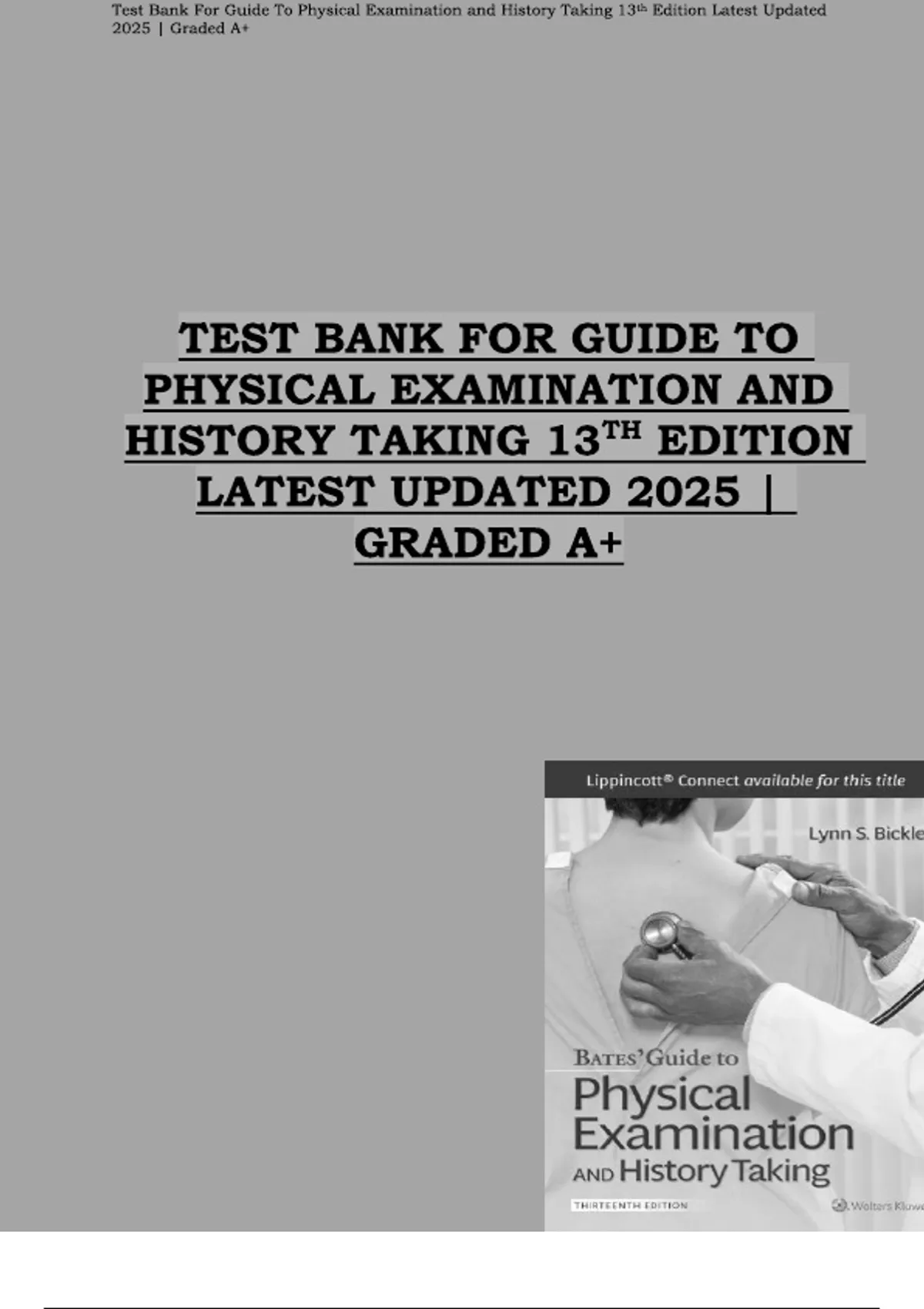Guide to Physical Examination and History Taking, 13th Edition – Test ...