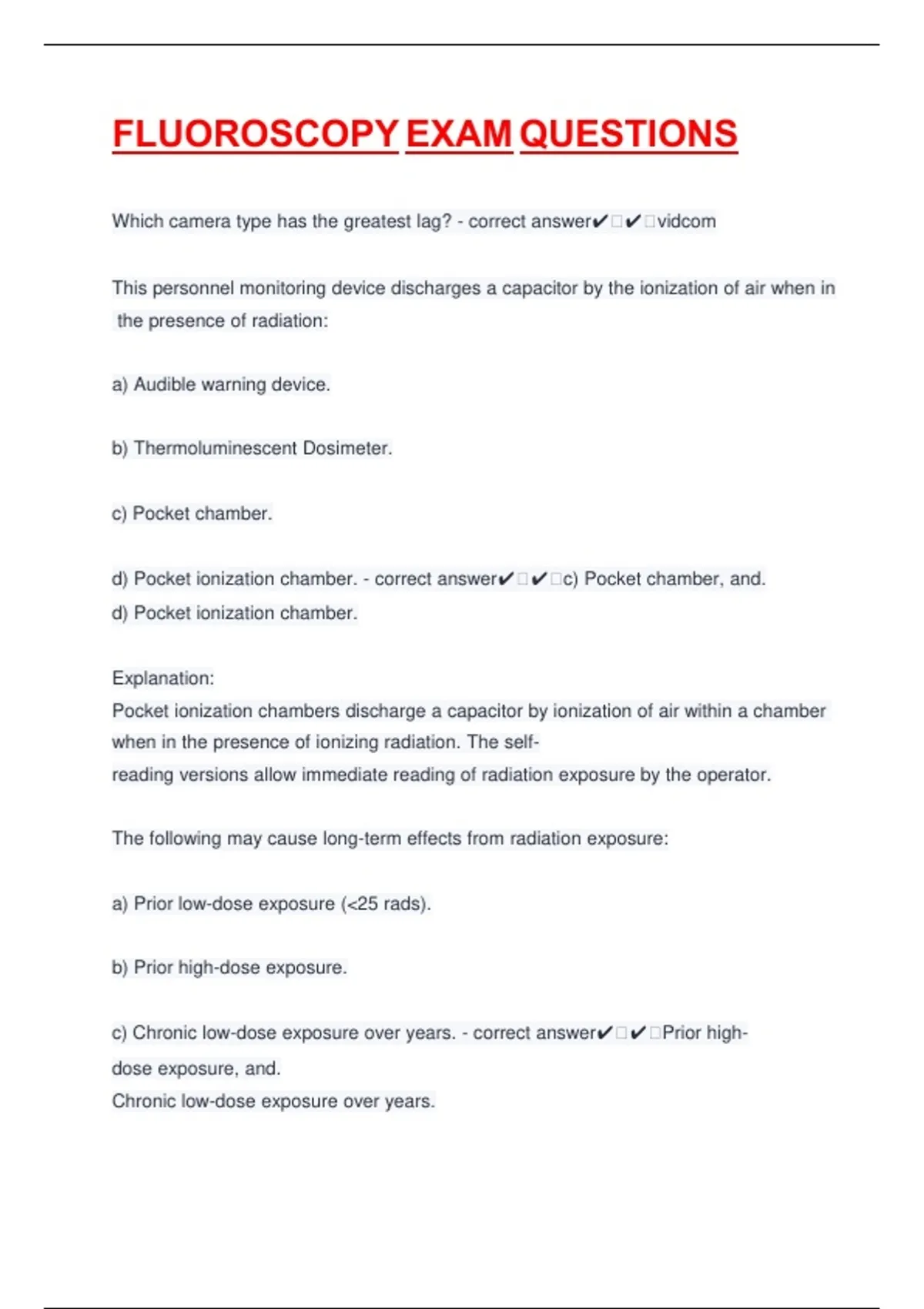 FLUOROSCOPY ARRT EXAM AND STUDY GUIDE NEWEST 2025 TEST BANK| COMPLETE ...