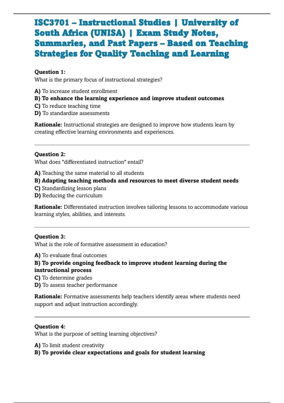 ISC3701 – Instructional Studies | University of South Africa (UNISA ...