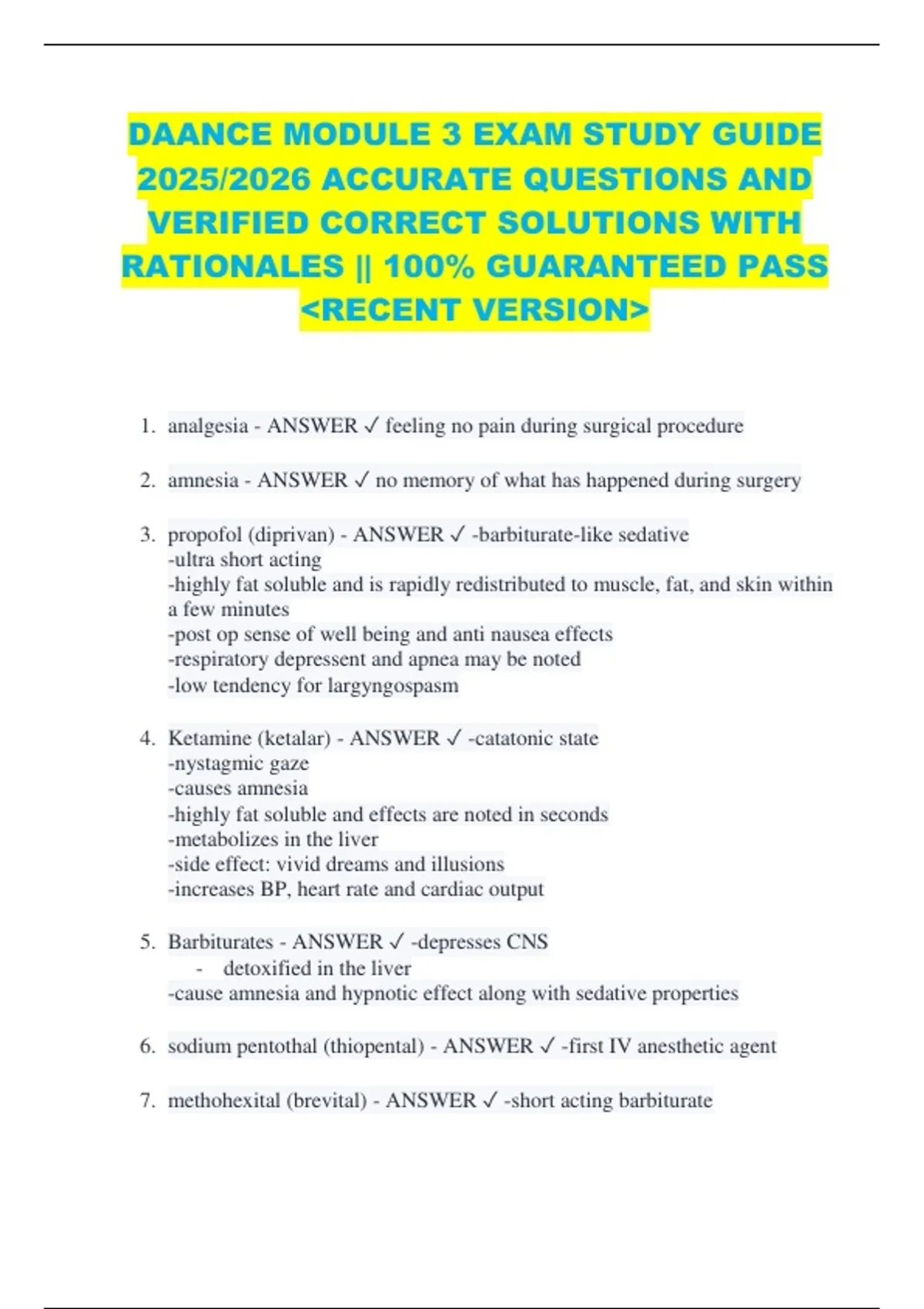 DAANCE MODULE 3 EXAM STUDY GUIDE 2025/2026 ACCURATE QUESTIONS AND ...