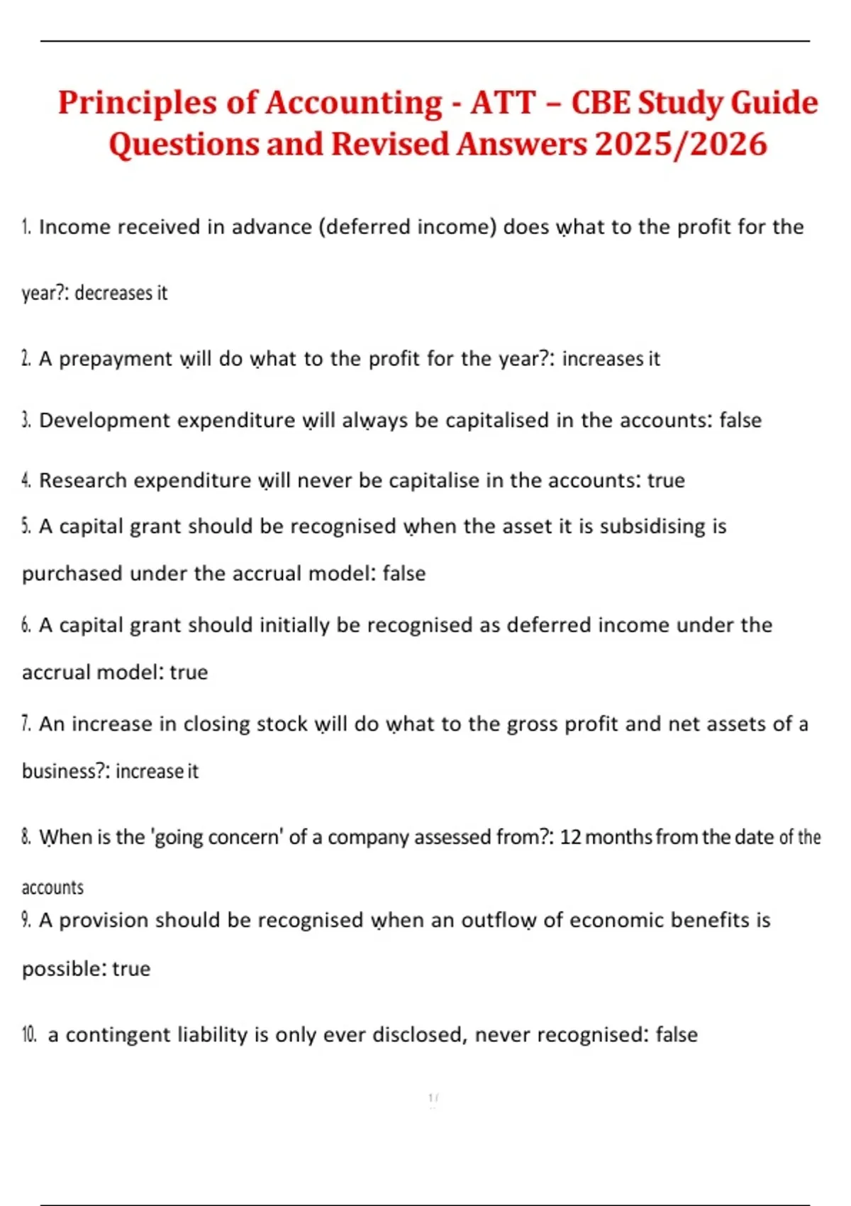 Principles of Accounting – ATT CBE Study Guide with Questions and ...
