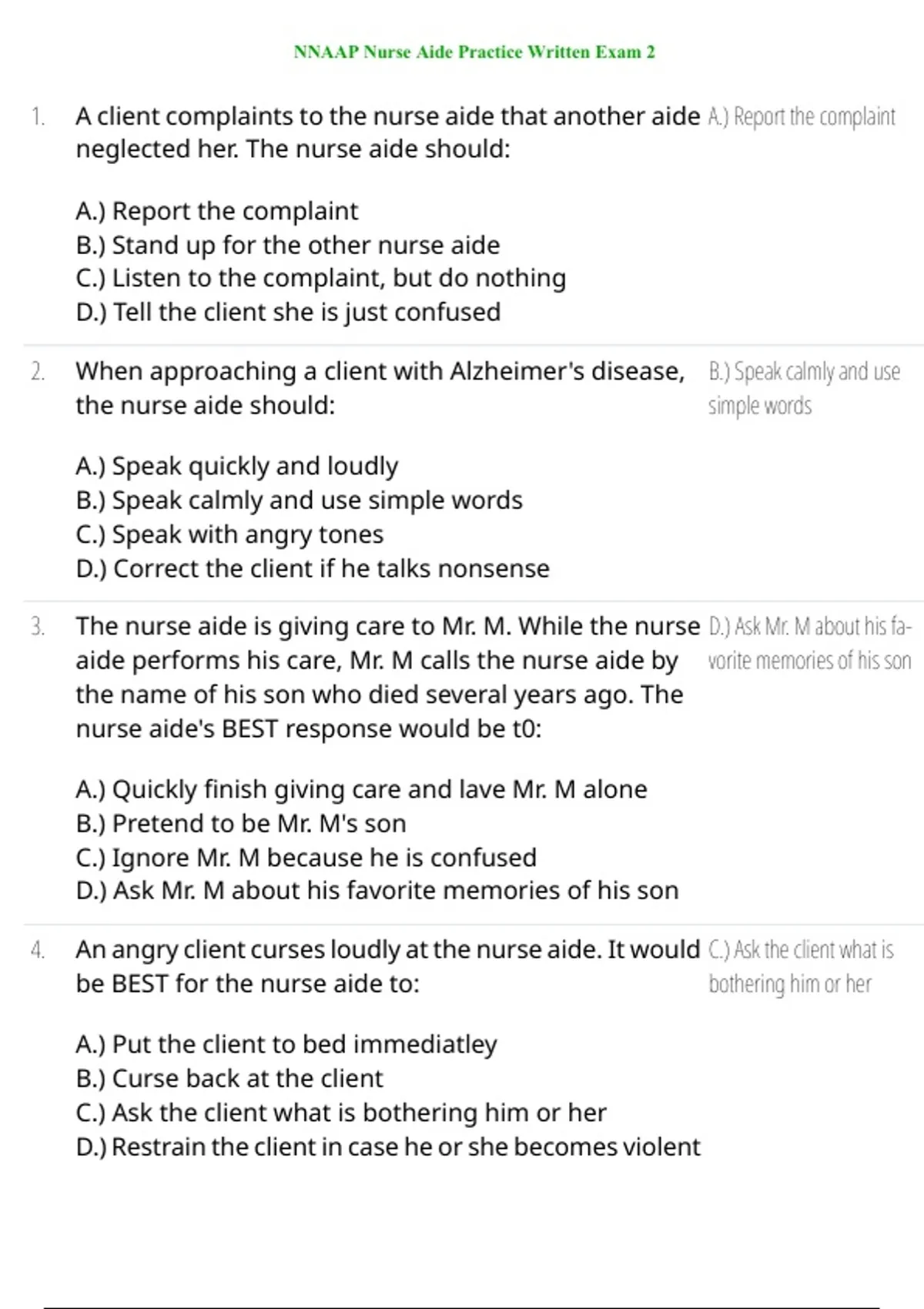 NNAAP Nurse Aide Practice Written Exam 2025 with Verified Questions ...