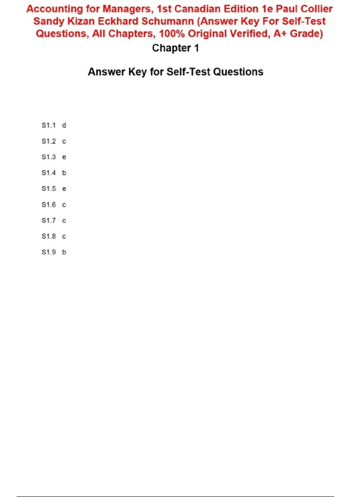 Accounting for Managers, 1st Canadian Edition 1e Paul Collier Sandy Kizan Eckhard Schumann ...