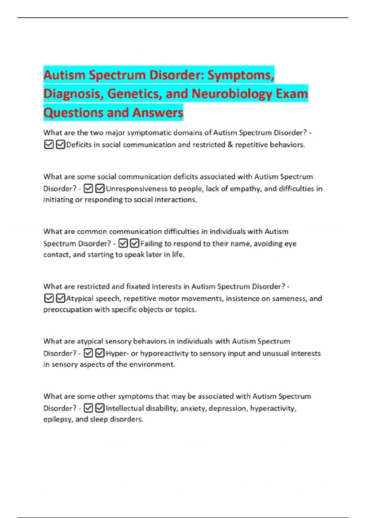 Autism Spectrum Disorder: Symptoms, Diagnosis, Genetics, and ...