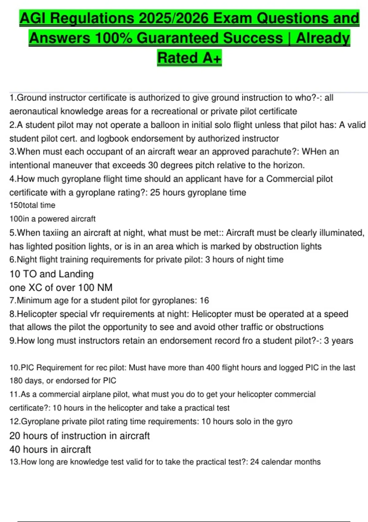 AGI Regulations | 2025/2026 Exam | 41 Questions | Certificates ...