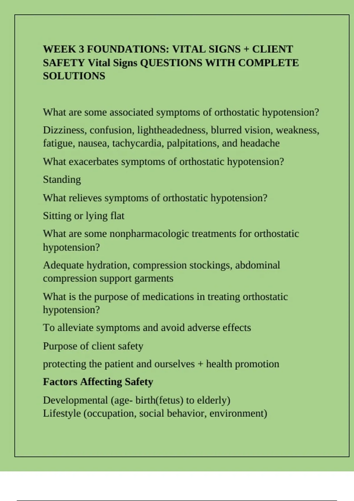WEEK 3 FOUNDATIONS: VITAL SIGNS + CLIENT SAFETY Vital Signs QUESTIONS ...