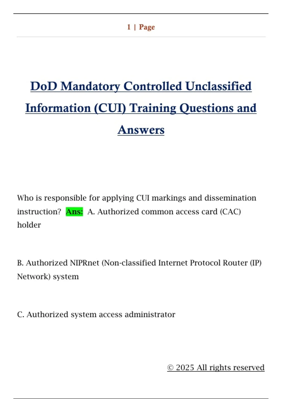 DoD Mandatory Controlled Unclassified Information (CUI) Training ...