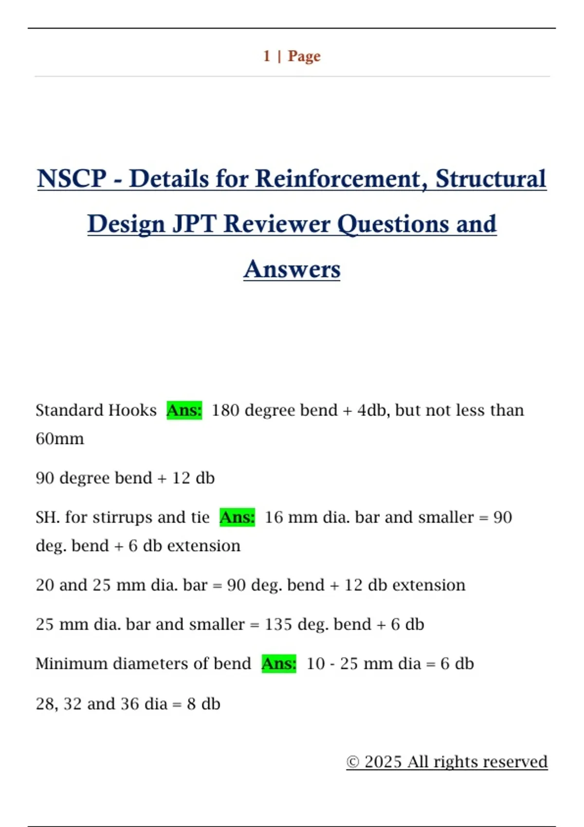 NSCP - Details for Reinforcement, Structural Design JPT Reviewer ...