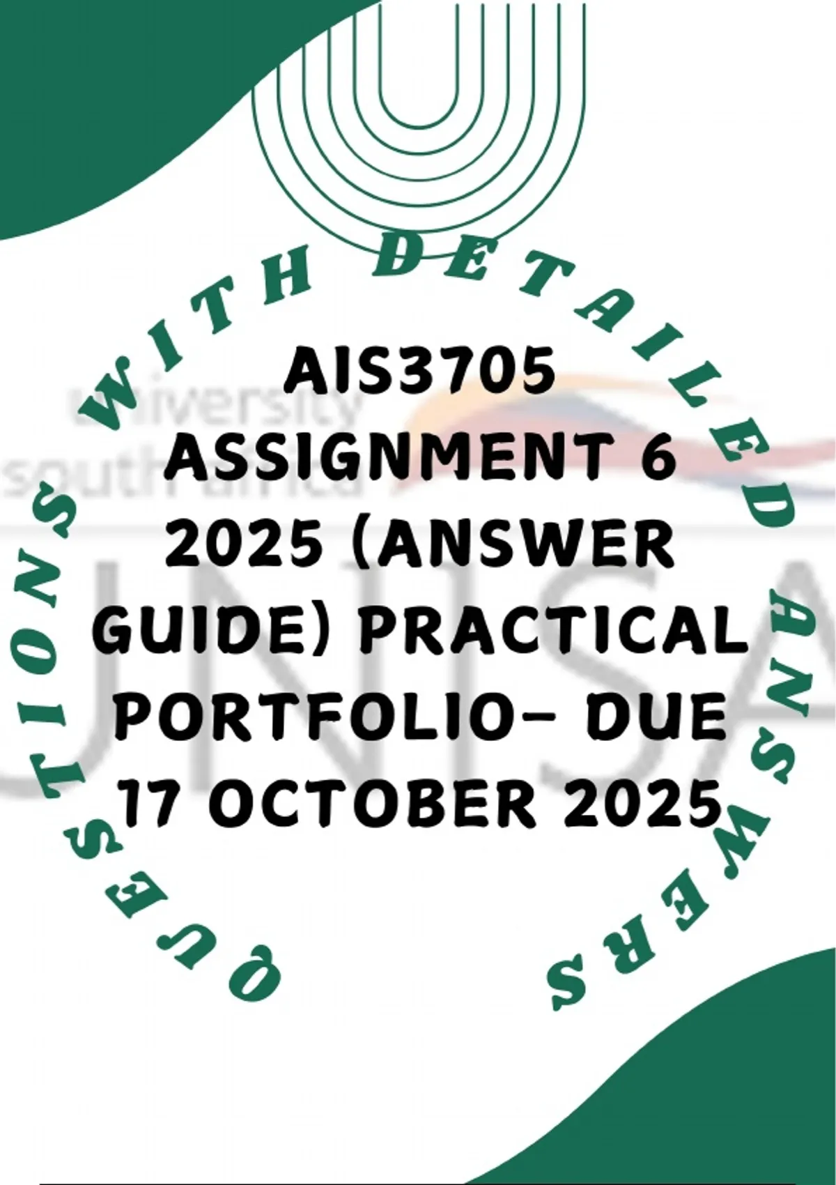 Ais3705 Practical Portfolio 2025 Assignment 6 2025 Answer Guide 0837