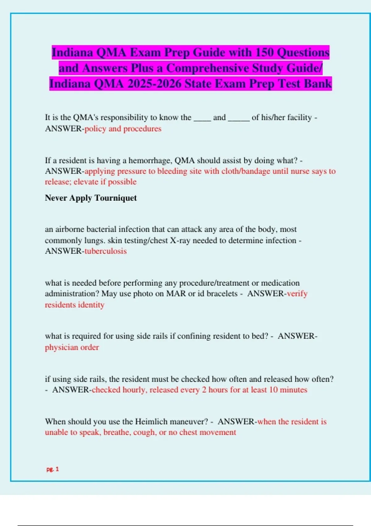 Indiana QMA Exam Prep Guide with 150 Questions and Answers Plus a ...