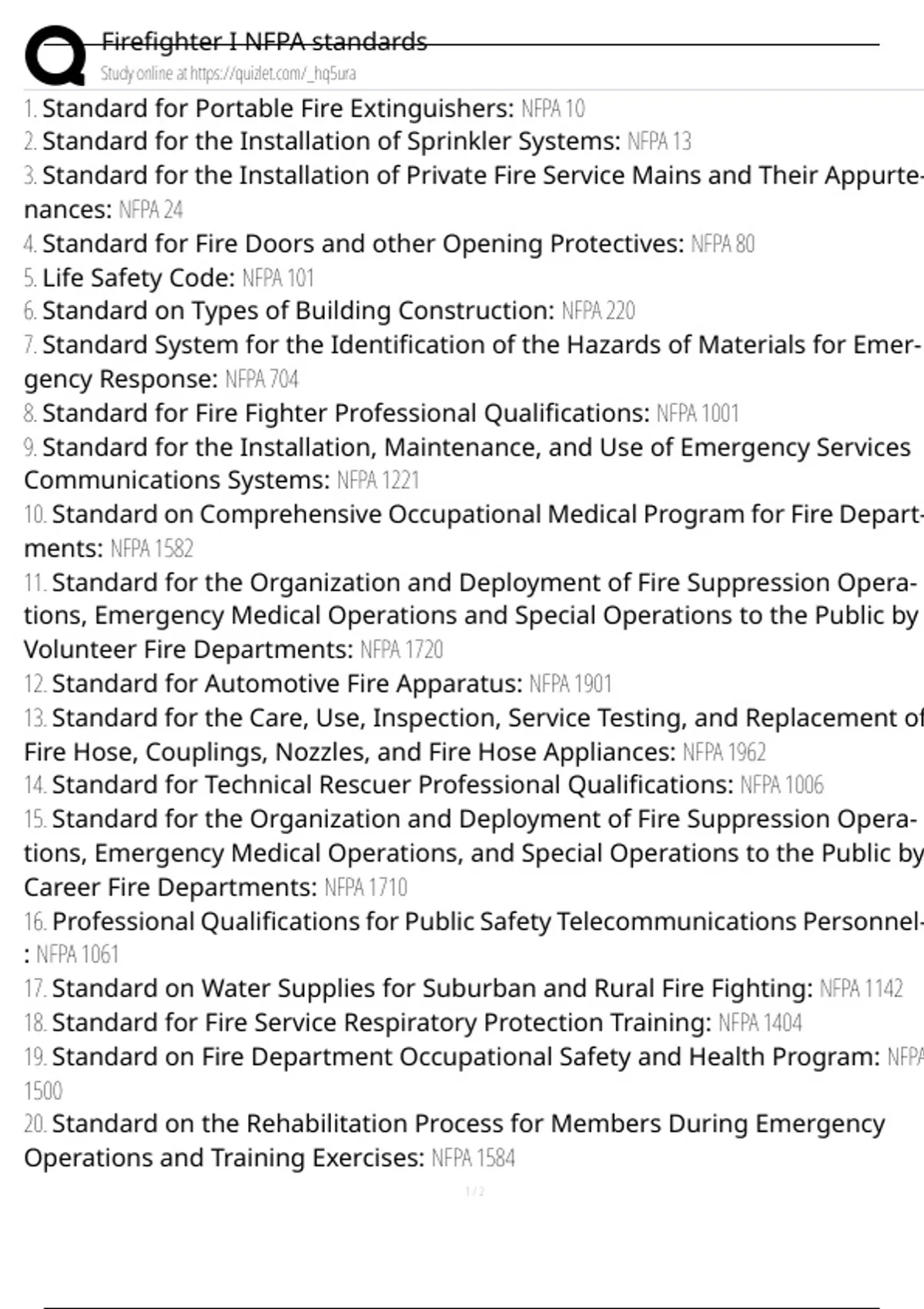 Firefighter I NFPA standards Exam Questions and Answers 100% Pass ...