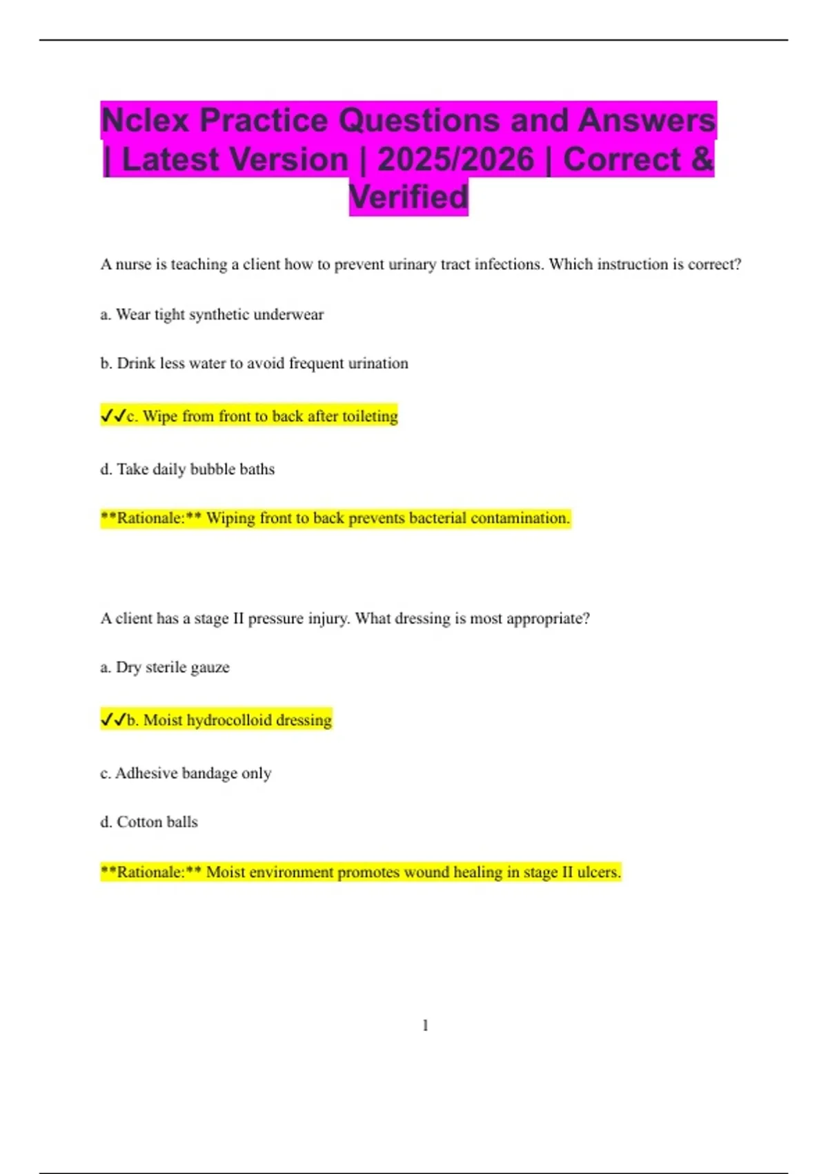Nclex Practice Questions and Answers | Latest Version | 2025/2026 ...
