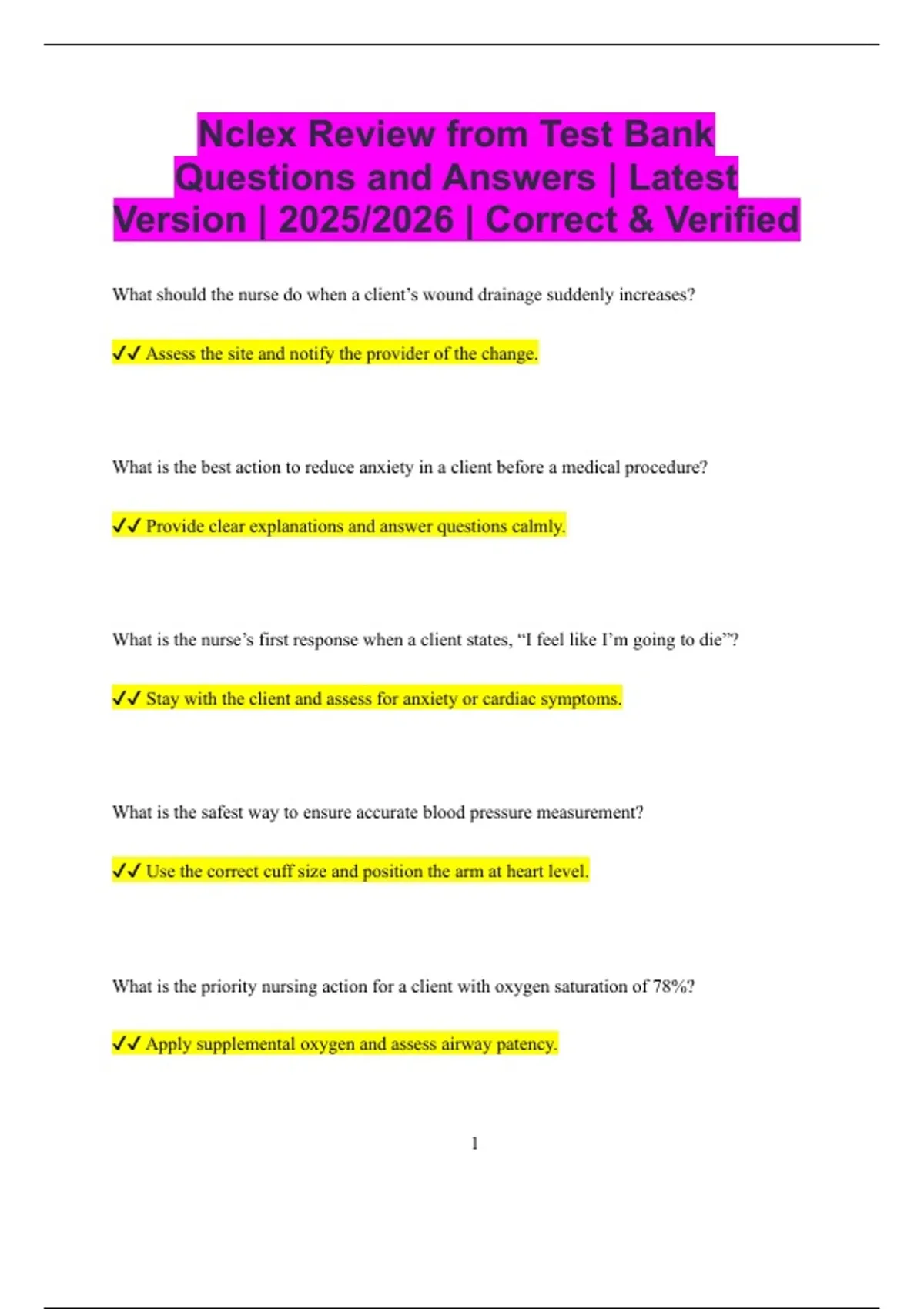 Nclex Review from Test Bank Questions and Answers | Latest Version ...