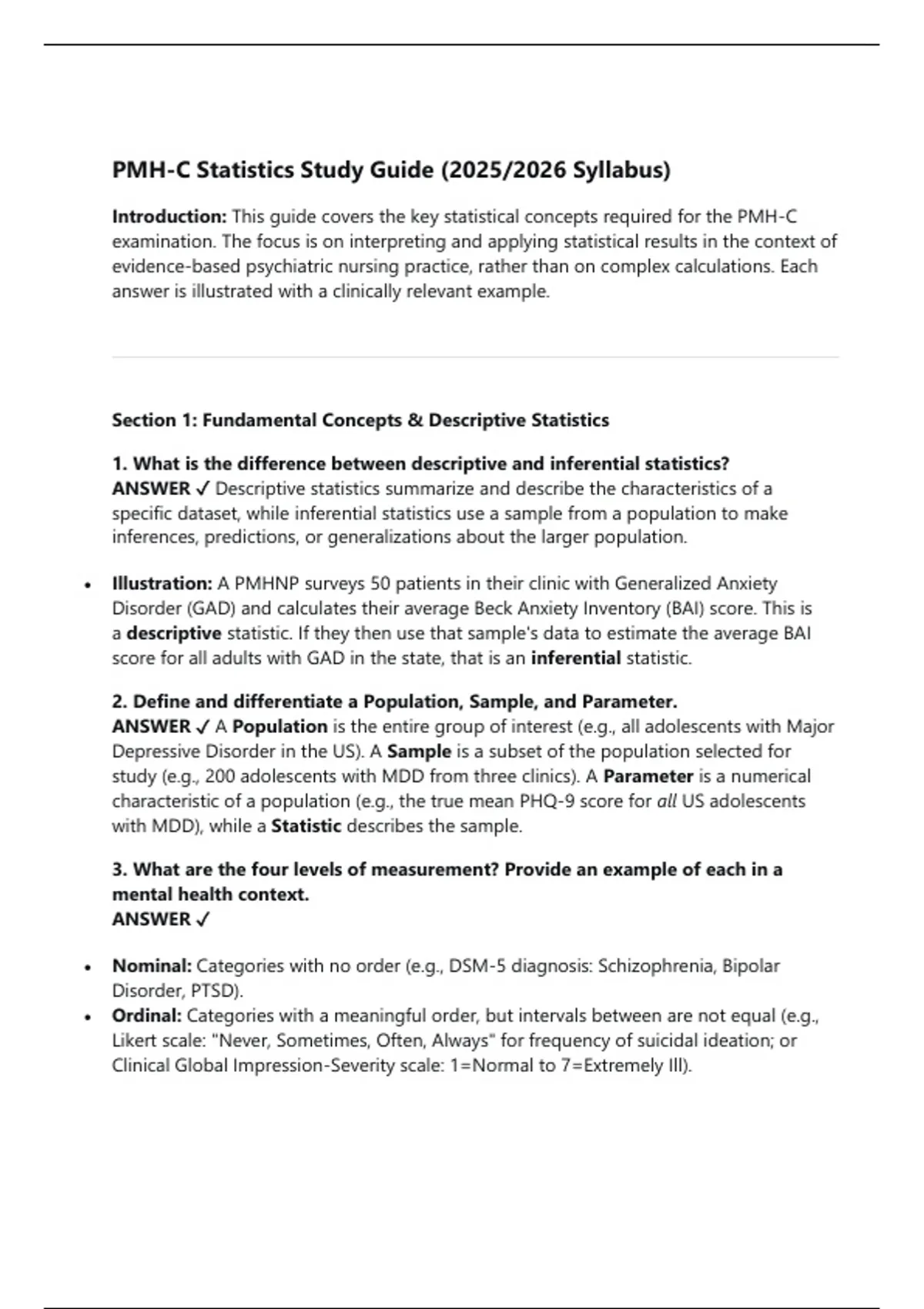 PMH-C Statistics Study Guide (2025/2026 Syllabus) - PMH-C Statistics ...
