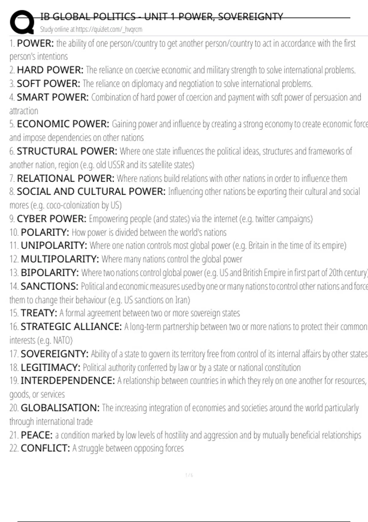 IB GLOBAL POLITICS - UNIT 1 POWER, SOVEREIGNTY Exam Questions and Answers 100% Pass | Verified ...
