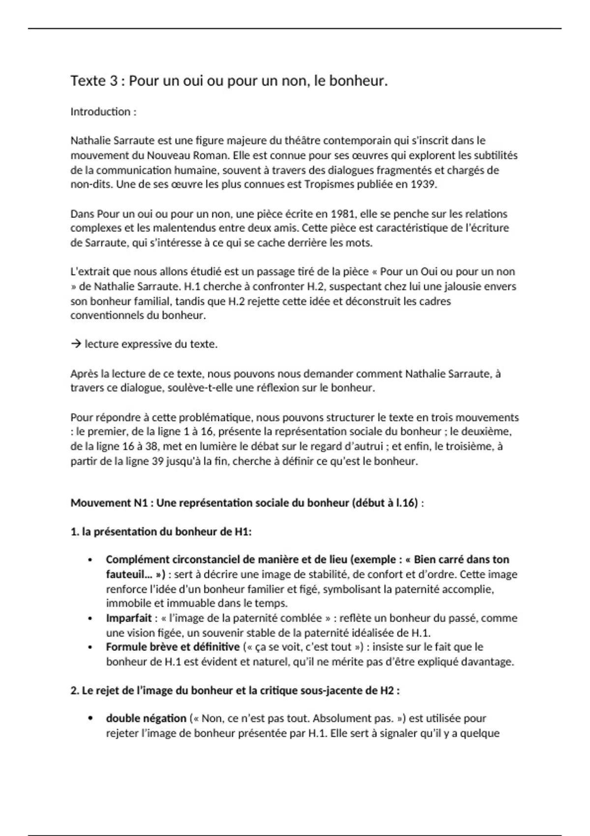 Analyse complète – Pour un oui ou pour un non de Nathalie Sarraute | Le ...