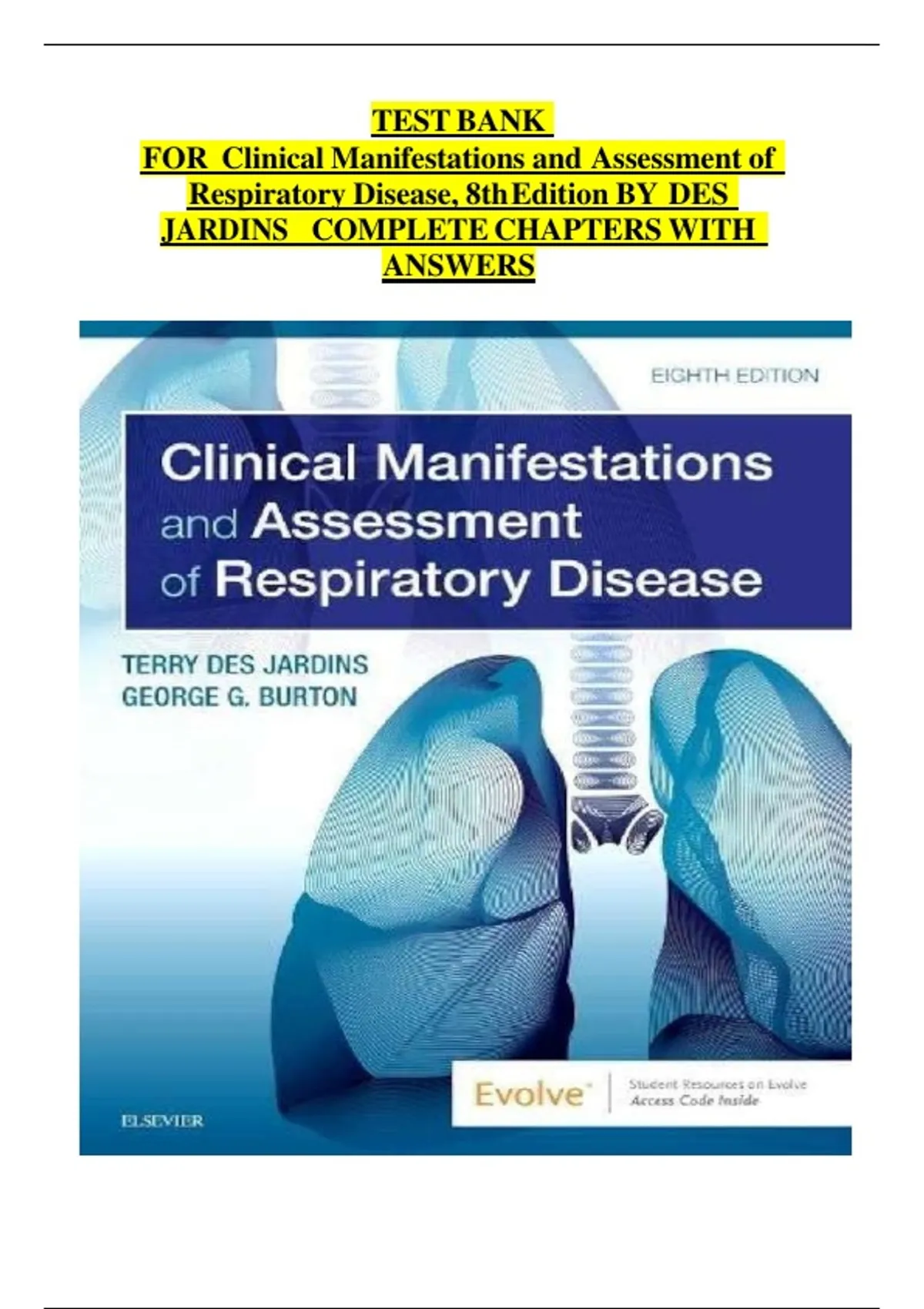 Test Bank for Clinical Manifestations and Assessment of Respiratory ...