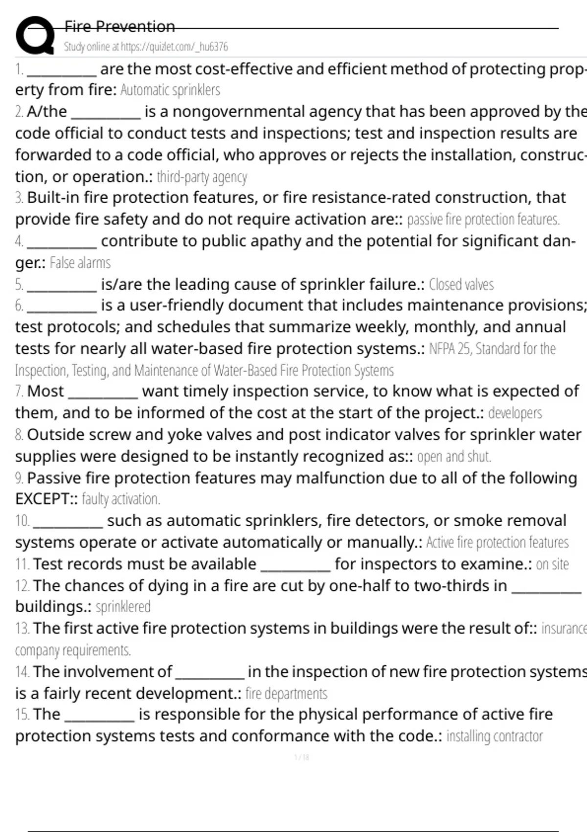 Fire Prevention Exam Questions and Answers 100% Pass | Verified and ...