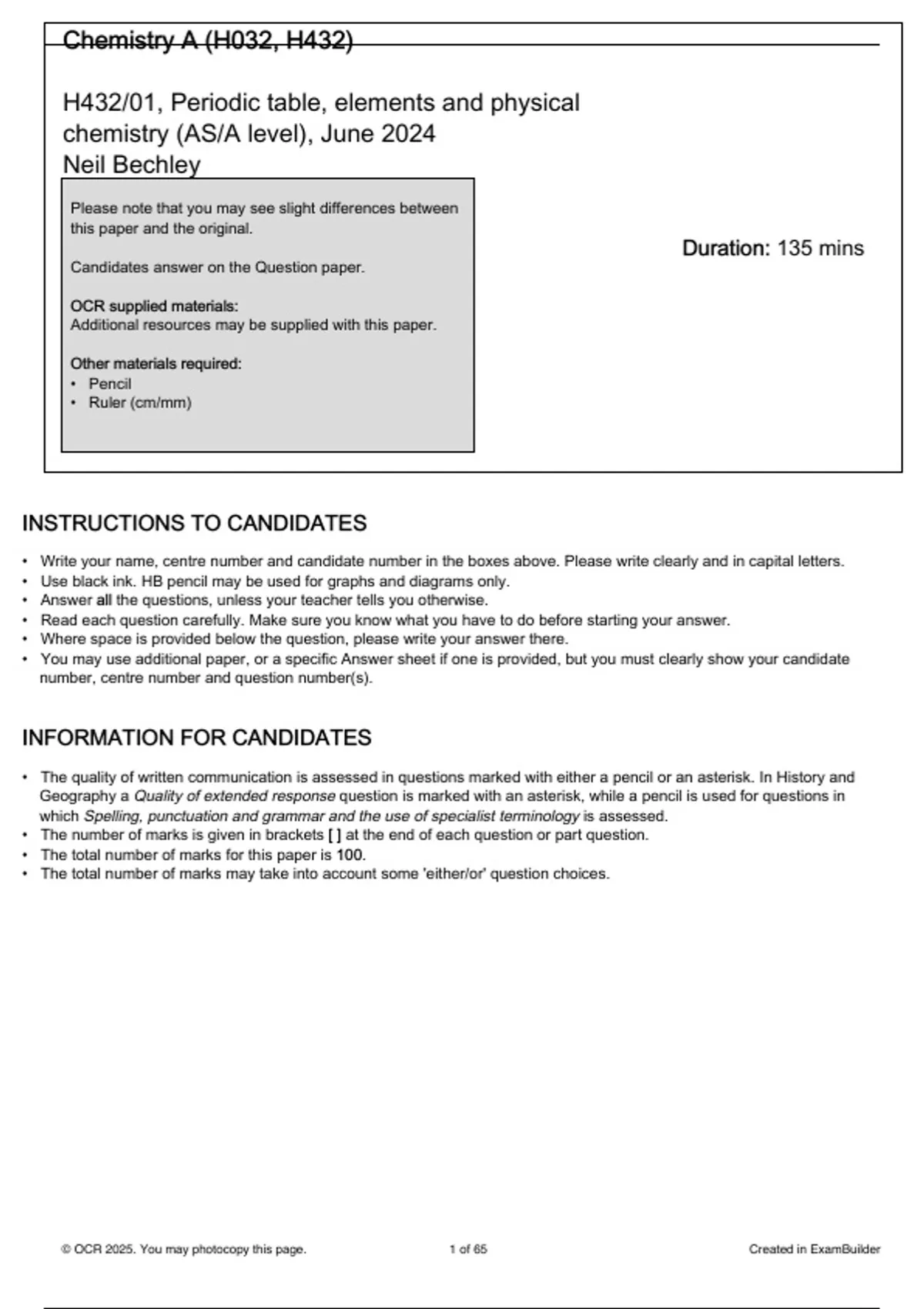 OCR CHEMSITRY H43201_Periodic_table_elements_and_physical_chemistry_ASA ...