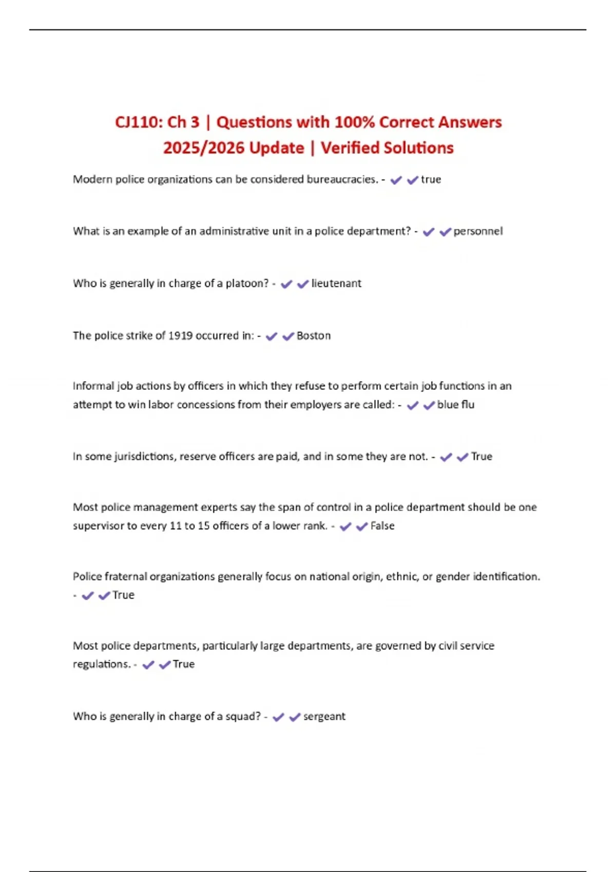 CJ110: Ch 3 | Questions with 100% Correct Answers 2025/2026 Update ...