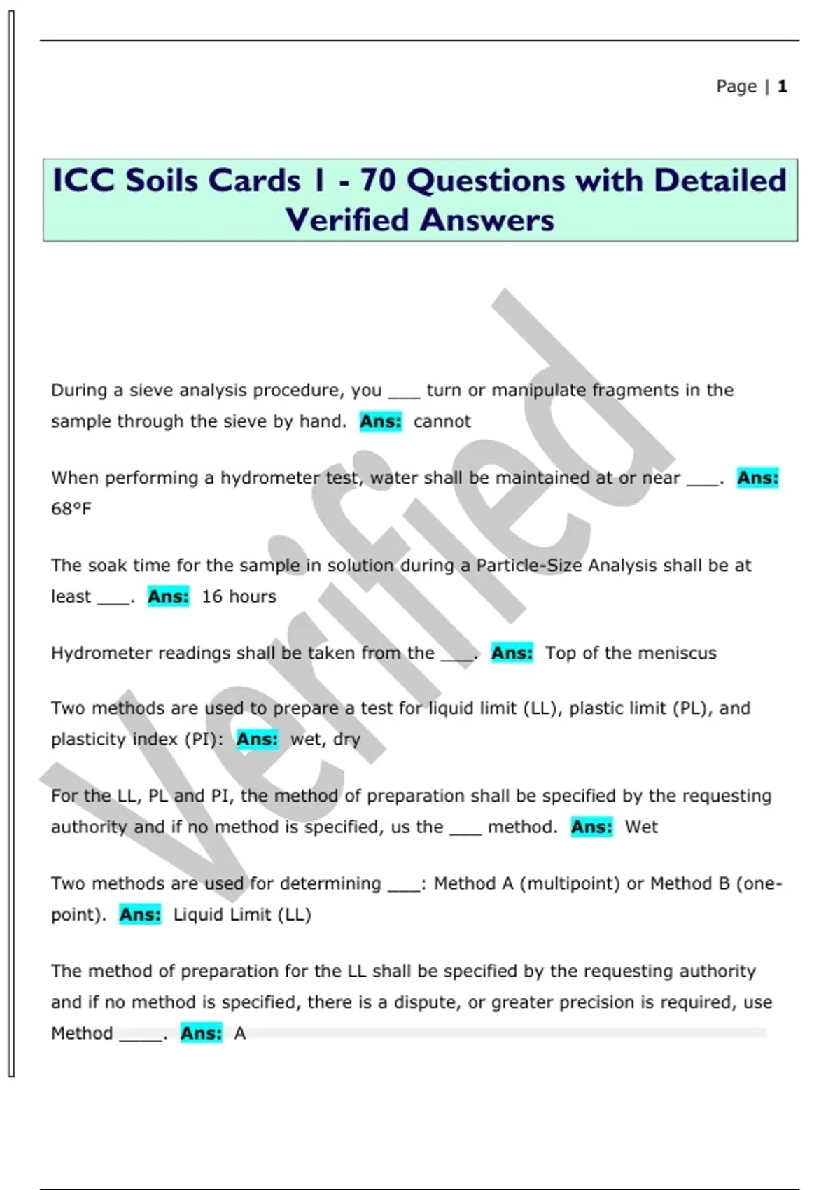ICC Soils Cards 1 - 70 Questions with Detailed Verified Answers - ICC ...