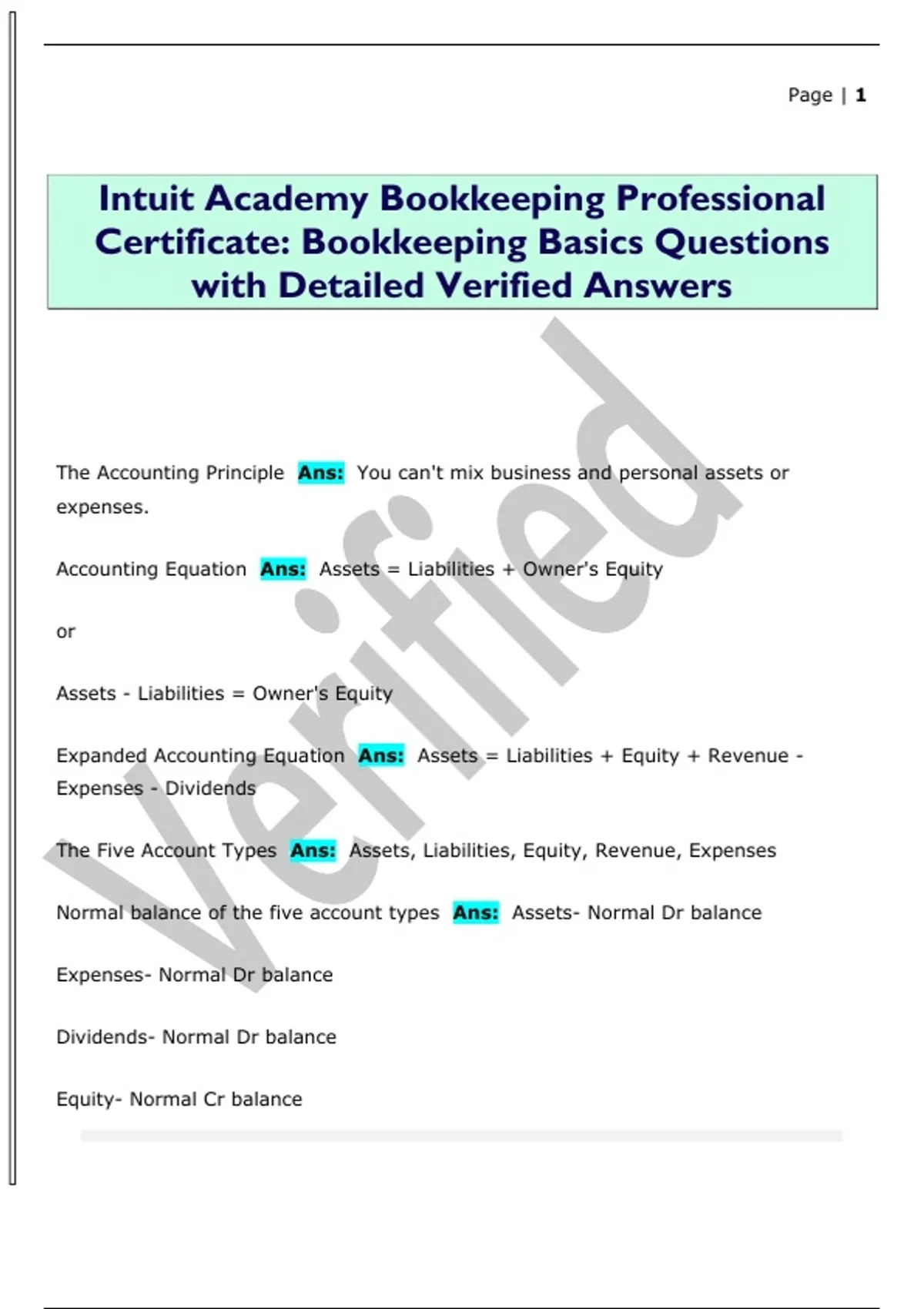 Intuit Academy Bookkeeping Professional Certificate: Bookkeeping Basics ...