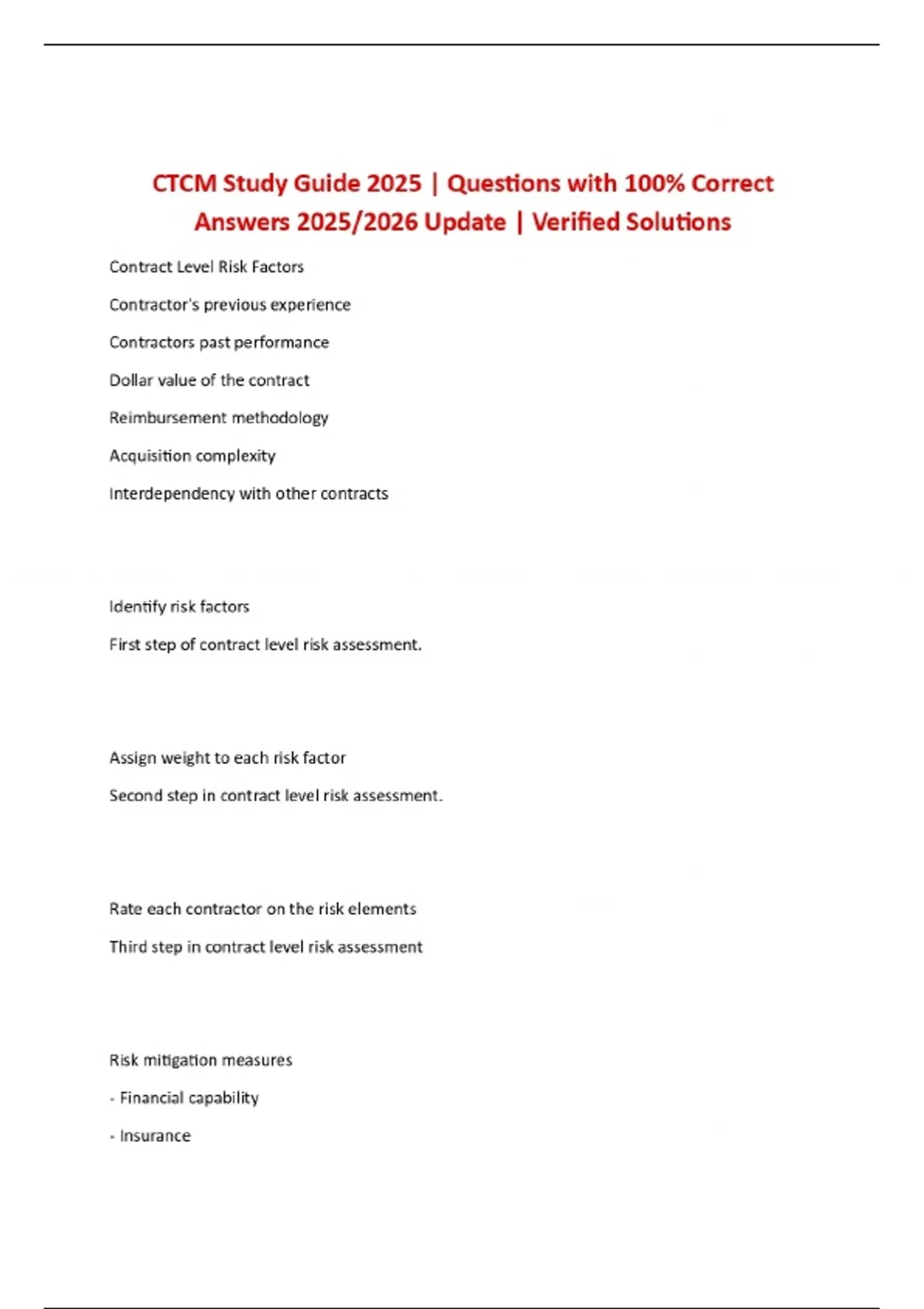 CTCM Study Guide 2025 | Questions with 100% Correct Answers 2025/2026 ...