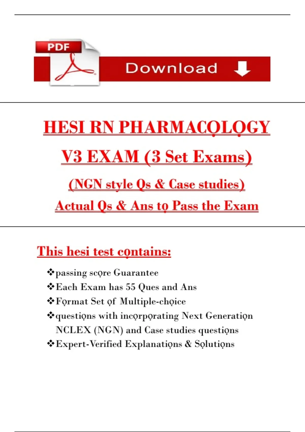 HESI RN Pharmacology Exam Version 3 (3 Set Exams) | NGN-Style Questions & Case Studies ...