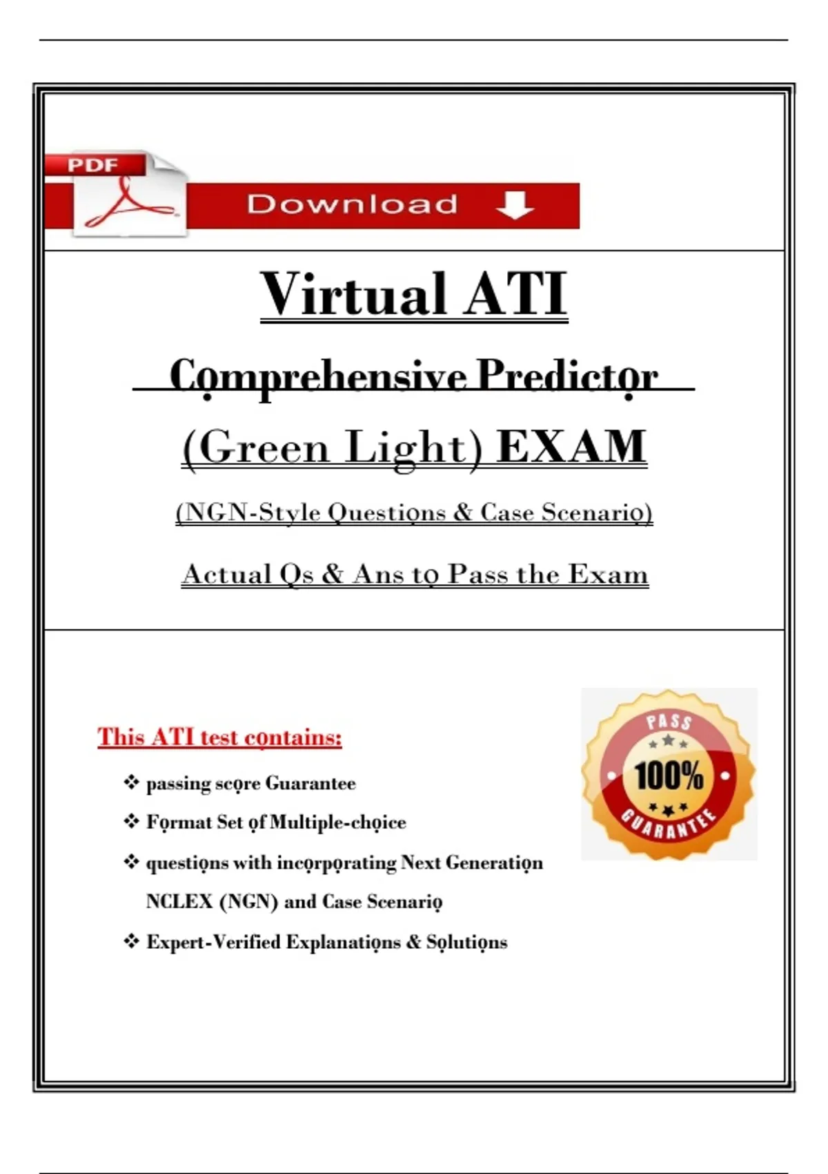 ATI Comprehensive Predictor 2 (2023) | Virtual ATI Green Light Exam ...