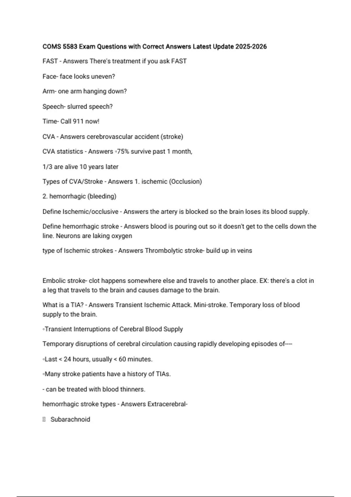 COMS 5583 Exam Questions with Correct Answers Latest Update - COMS 5583 ...