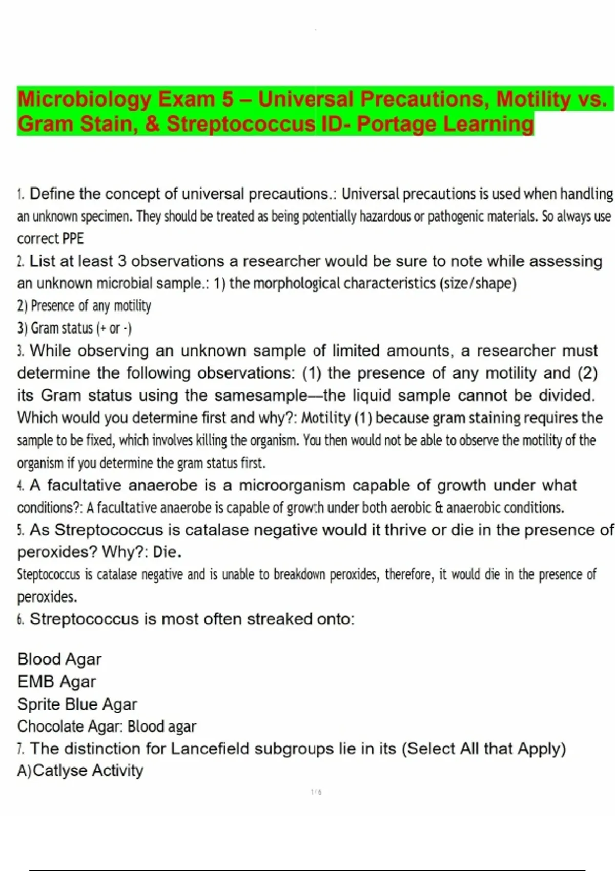 Microbiology Exam 5 – Universal Precautions, Motility vs. Gram Stain ...