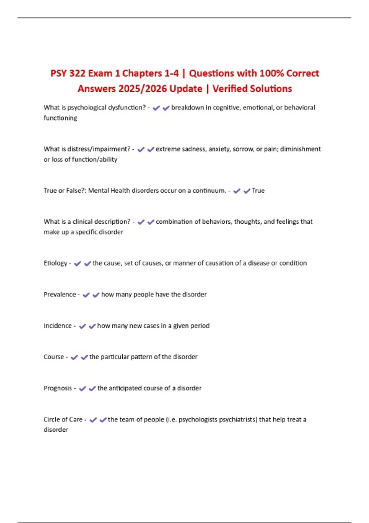 BUNDLE FOR PSY 322 EXAM | Questions with CORRECT Answers 2025/2026 ...