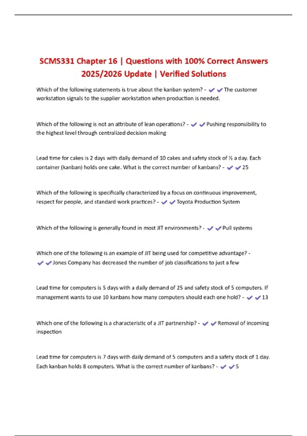 SCMS331 Chapter 16 | Questions with 100% Correct Answers 2025/2026 ...
