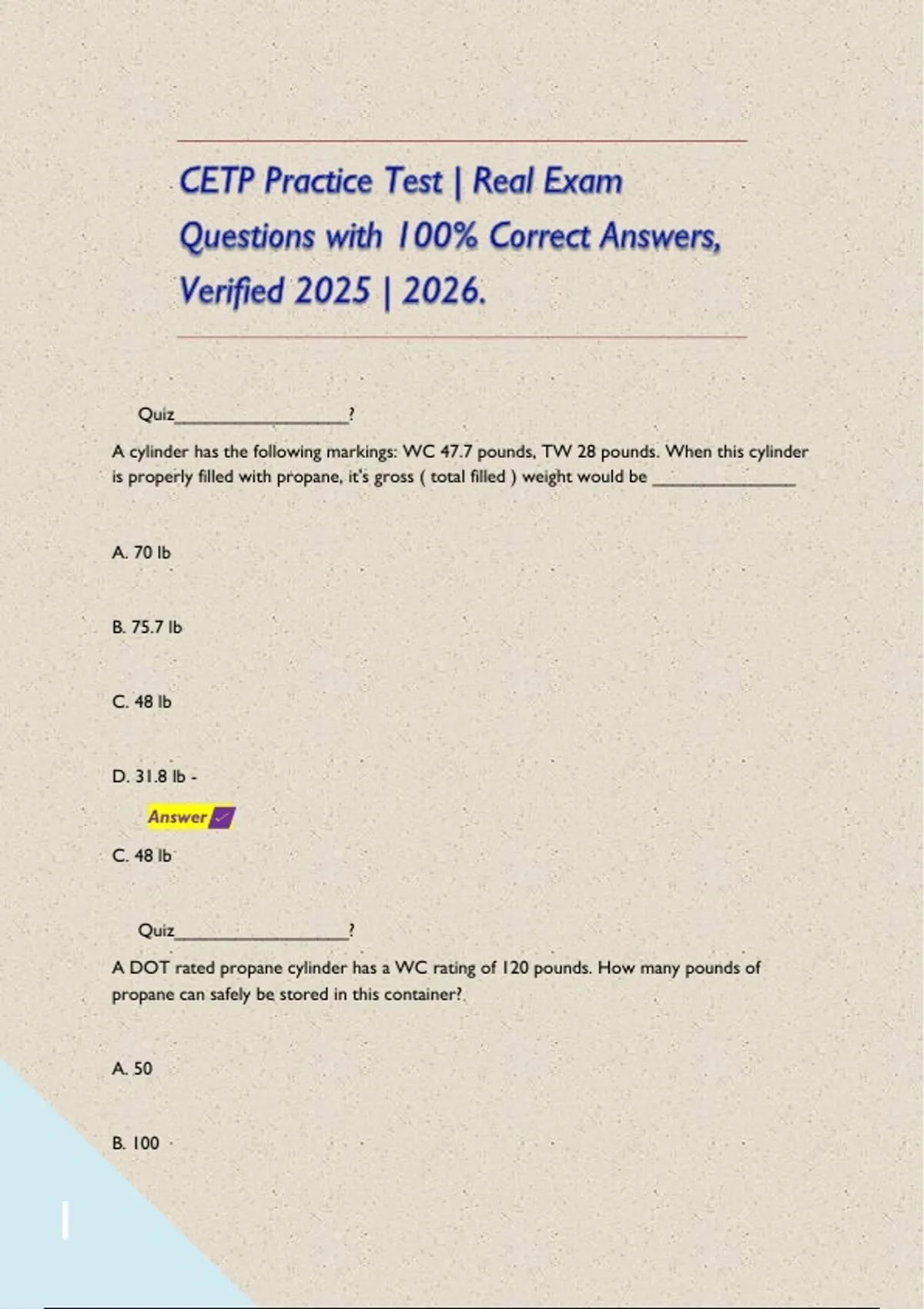 CETP Practice Test | Real Exam Questions with 100% Correct Answers ...