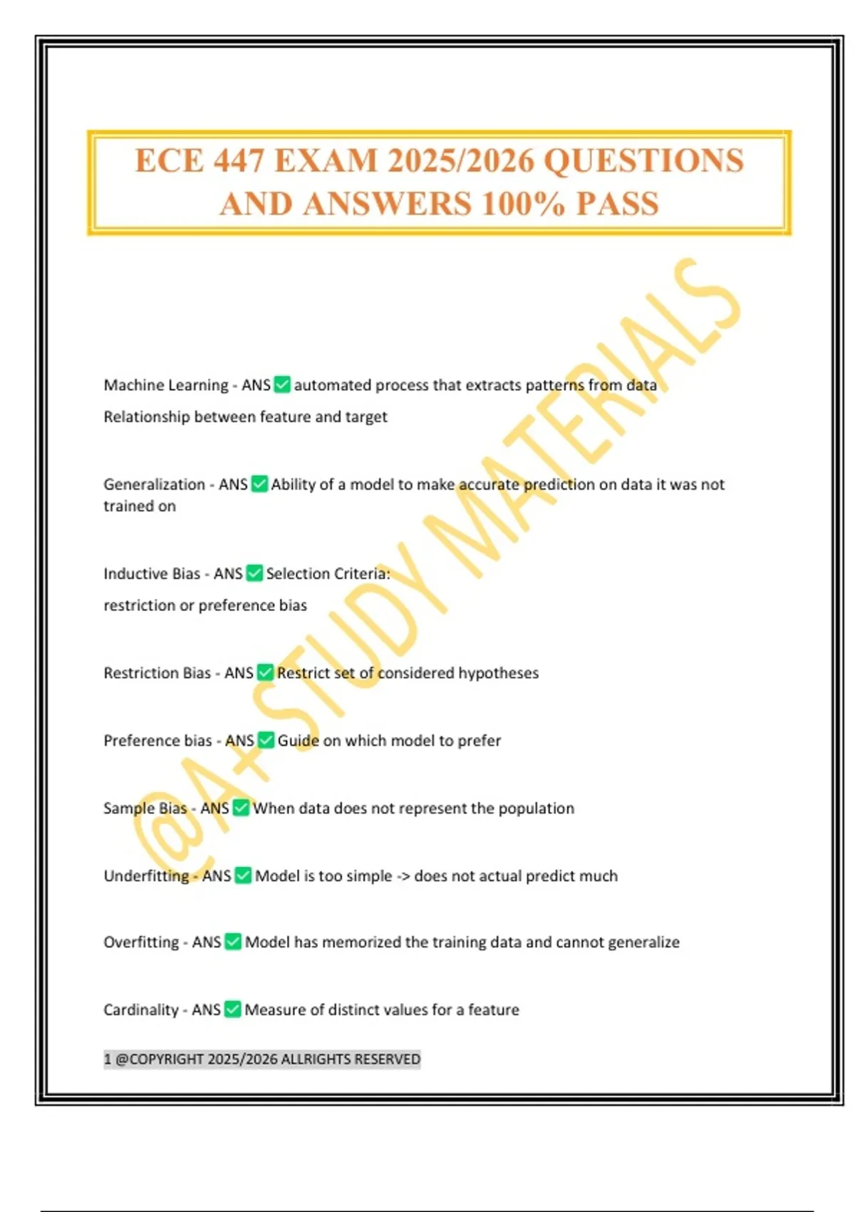 ECE 447 EXAM 2025/2026 QUESTIONS AND ANSWERS 100% PASS - ECE 447 ...