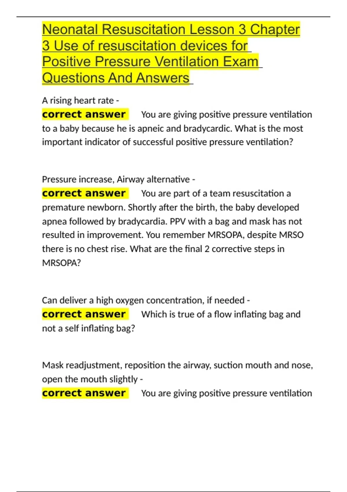 Neonatal Resuscitation Lesson 3 Chapter 3 Use of resuscitation devices ...