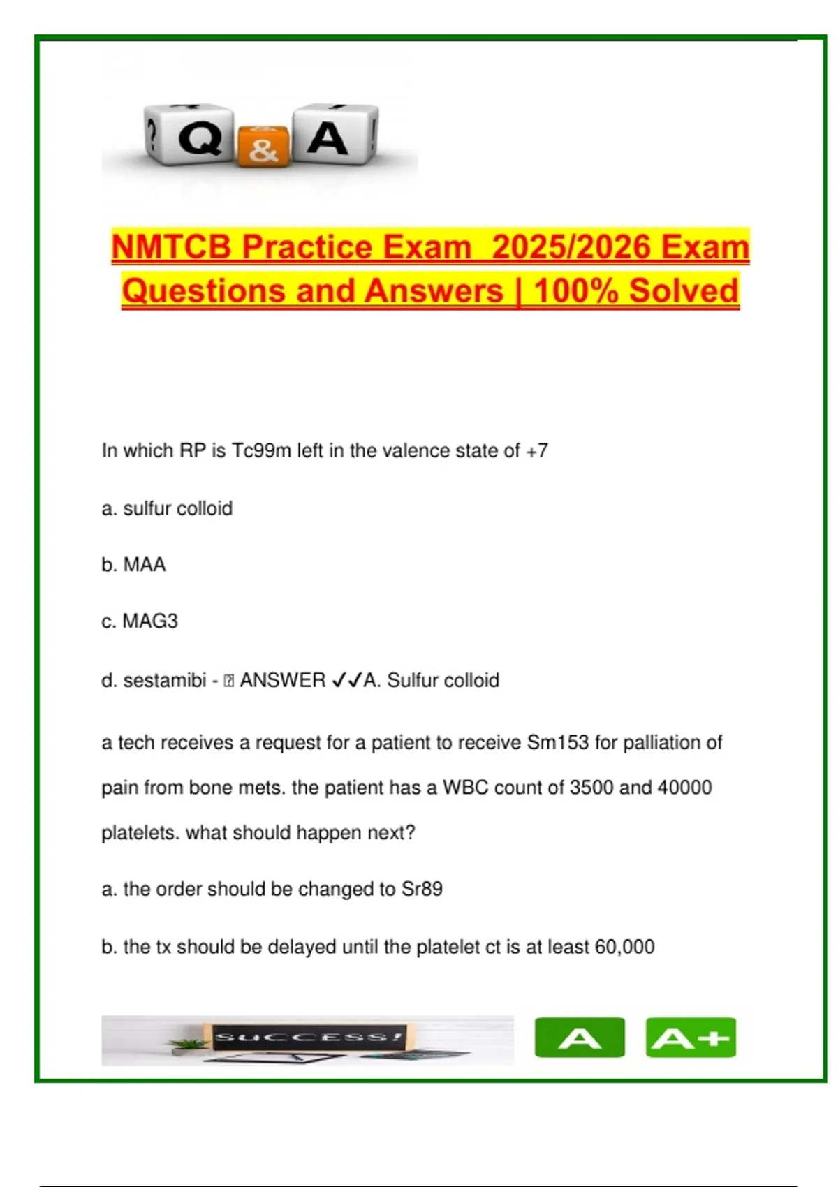 Nuclear Medicine – NMTCB Practice Exam 2025/2026 | 150 Questions with ...