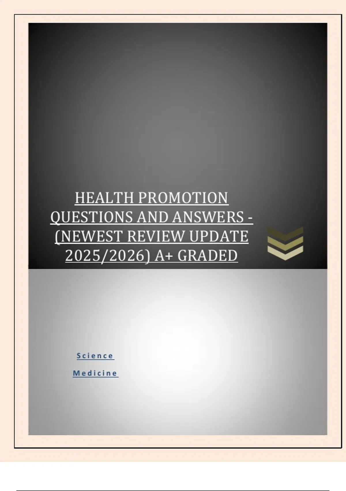 HEALTH PROMOTION QUESTIONS AND ANSWERS - (NEWEST REVIEW UPDATE 2025/ ...