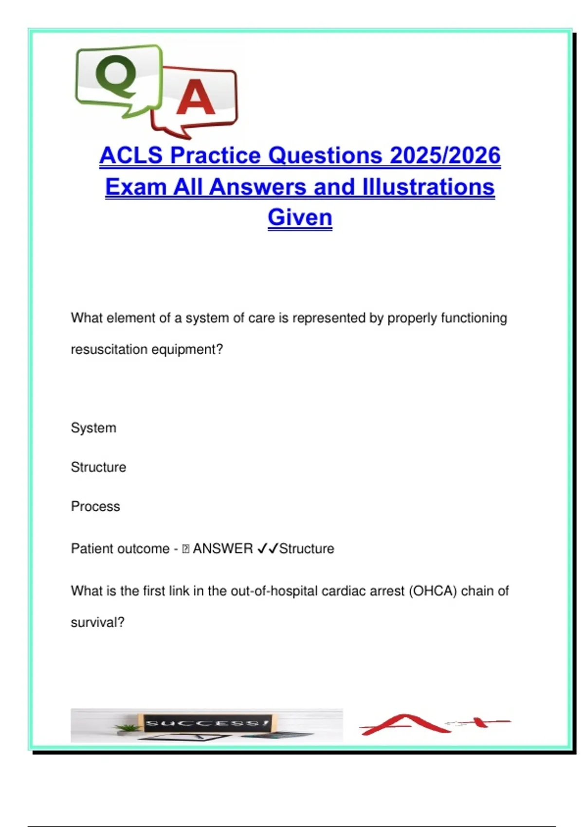 ACLS – 2025/2026 Practice Exam | 80 Solved Questions | CPR, Stroke ...