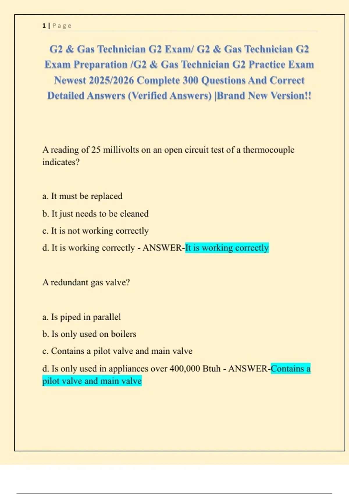 G2 & Gas Technician G2 Exam/ G2 & Gas Technician G2 Exam Preparation ...