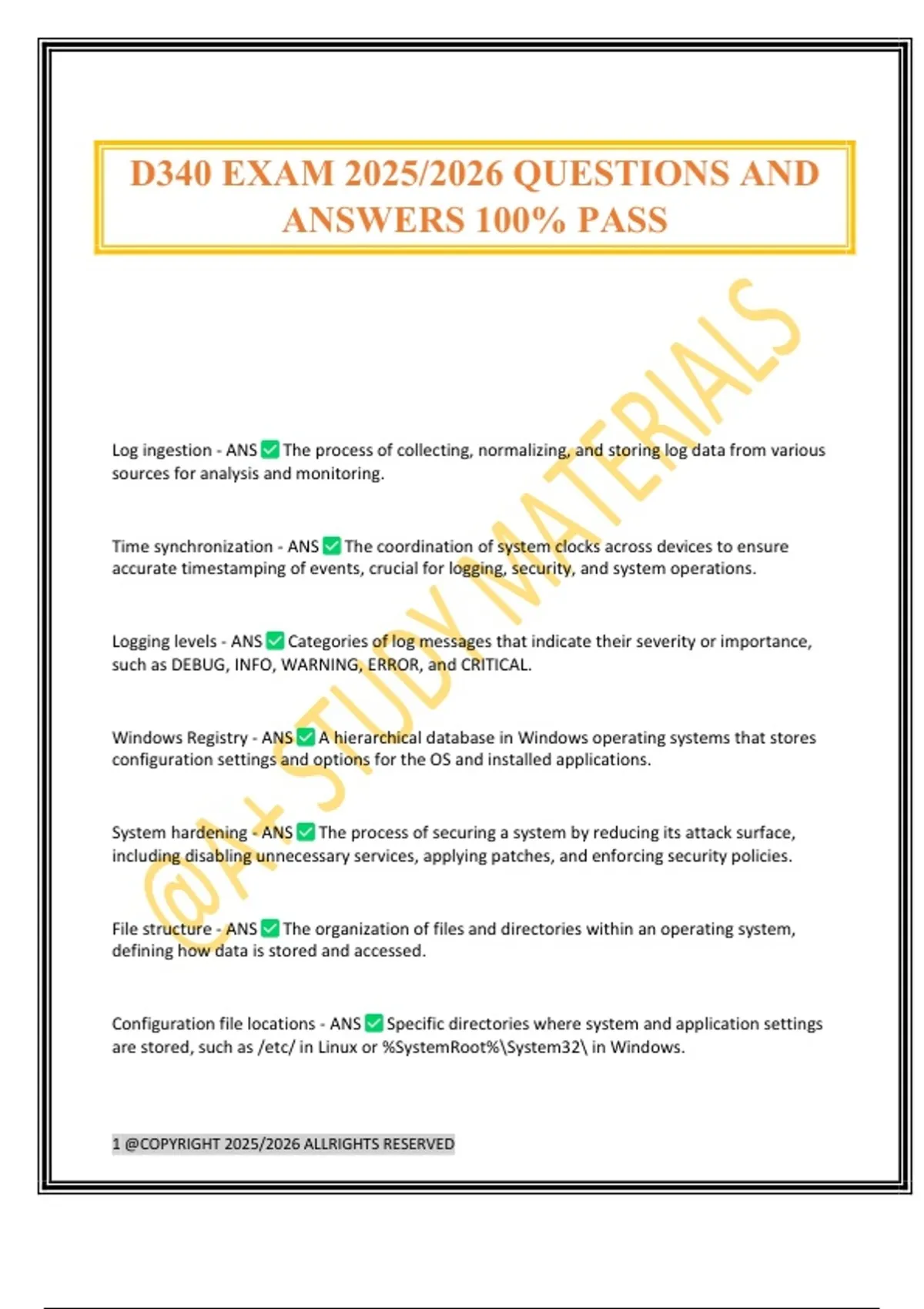 D340 EXAM 2025/2026 QUESTIONS AND ANSWERS 100% PASS - Wgu D340 - Stuvia US